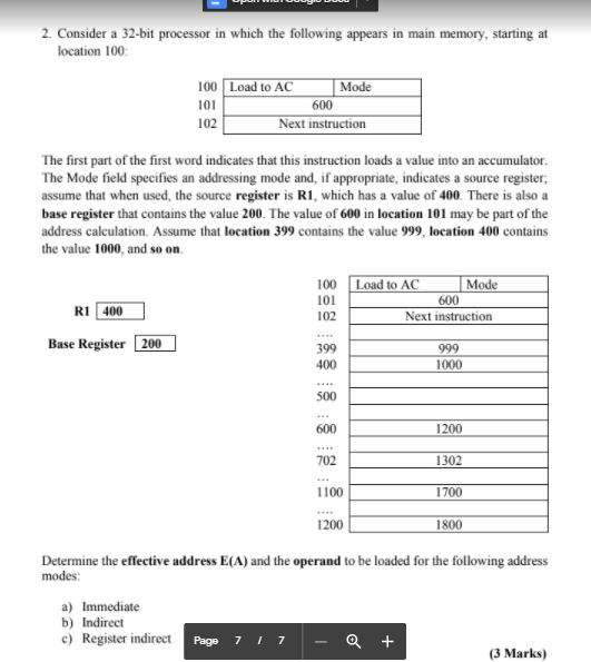 Solved 2 Consider A 32 Bit Processor In Which The Following 6081