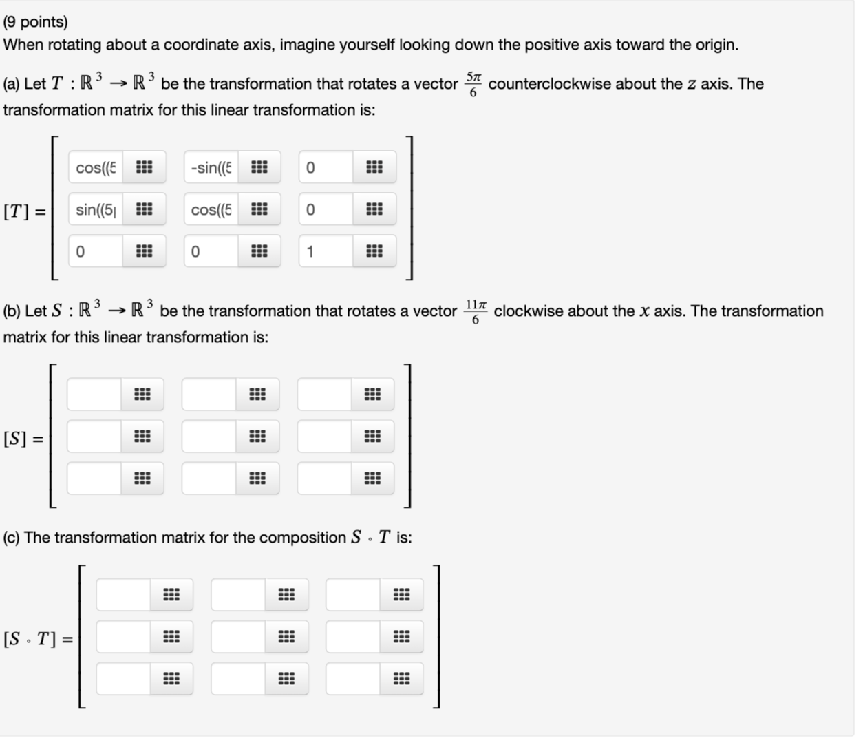 Solved (9 ﻿points)When rotating about a coordinate axis, | Chegg.com
