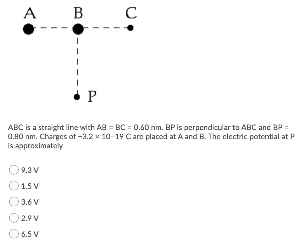 Solved A B с • Р ABC is a straight line with AB = BC = 0.60 | Chegg.com