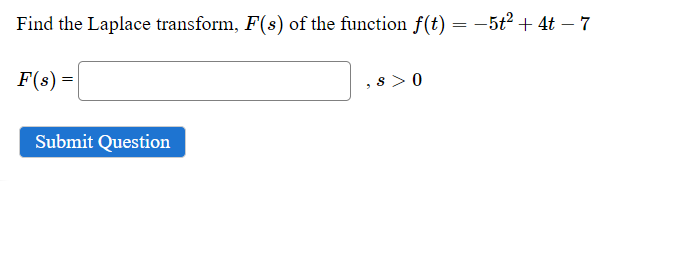 Solved Find the Laplace transform, F(s) ﻿of the function | Chegg.com