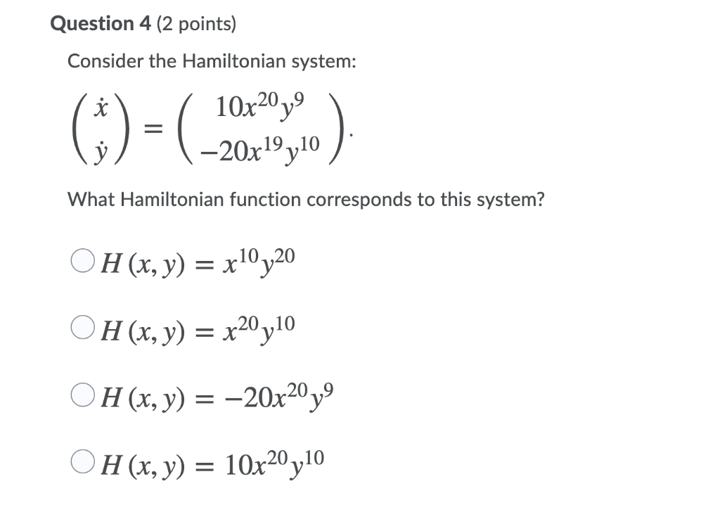 Solved Question 4 (2 points) Consider the Hamiltonian | Chegg.com
