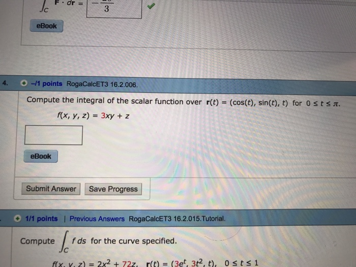 Solved Compute the integral of the scalar function over r(t) | Chegg.com