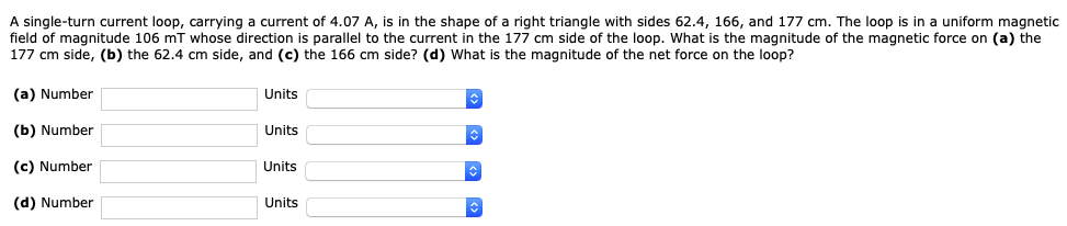 Solved A single-turn current loop, carrying a current of | Chegg.com