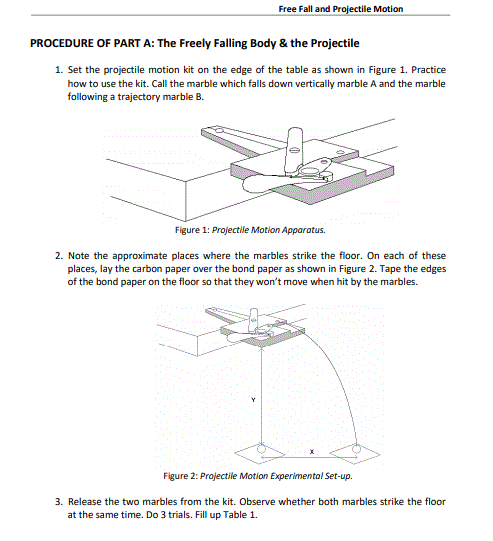 Solved FREE FALL AND PROJECTILE MOTION a INTRODUCTION Any | Chegg.com
