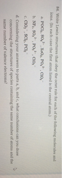 Solved Write Lewis Structures That Obey The Octet Rule For