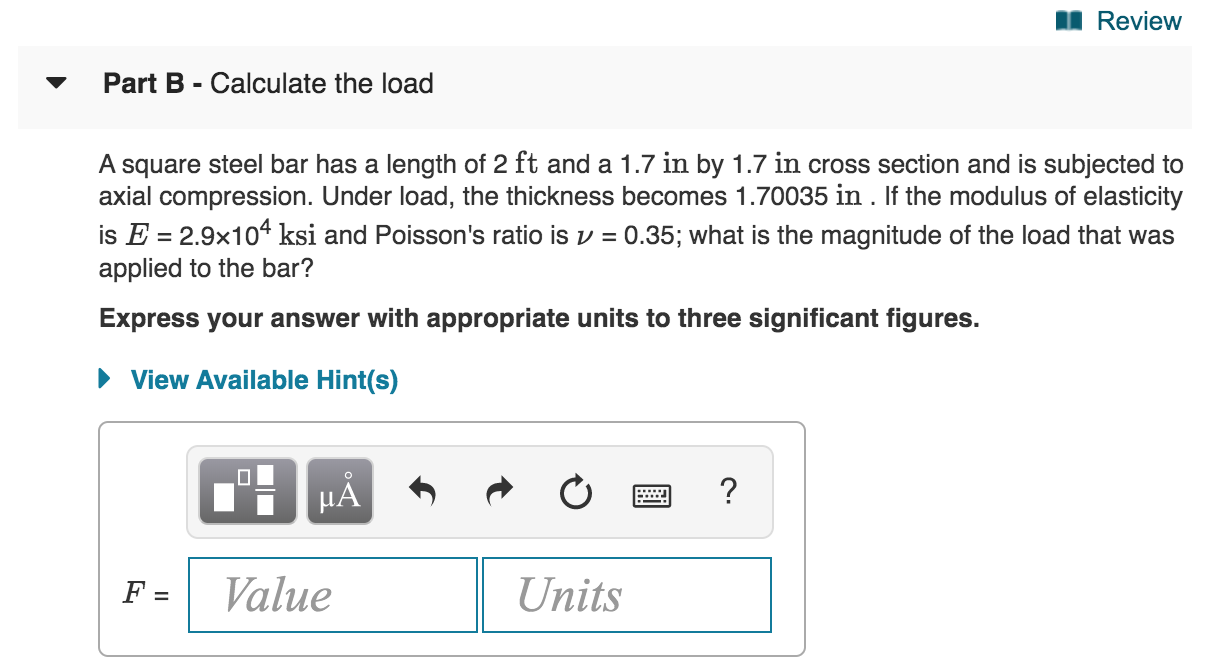 Solved Poisson's Ratio © 15 of 23 > n Review Part A - | Chegg.com