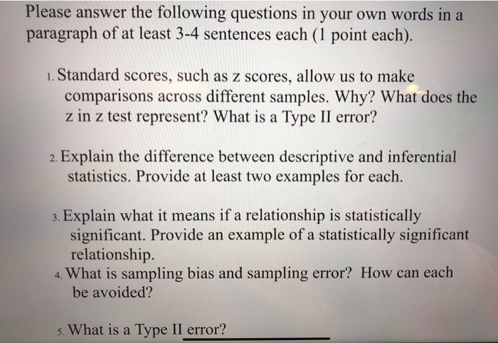 Solved Please answer the following questions in your own | Chegg.com