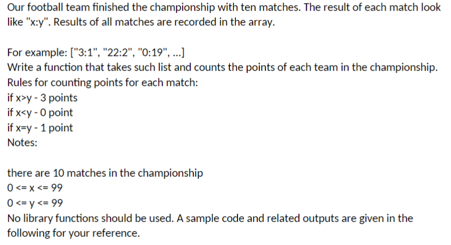 Solved Our football team finished the championship with ten | Chegg.com