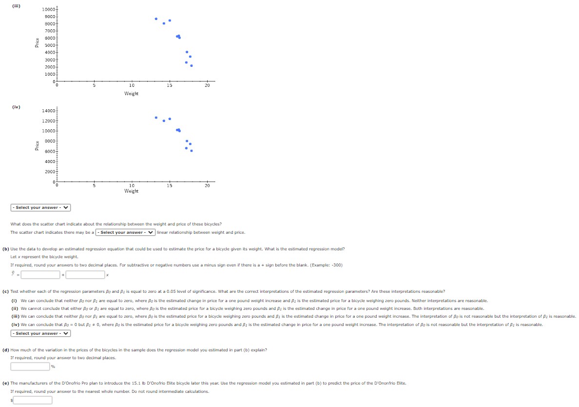 Solved (a) Choose a scatter chart below with weight as the | Chegg.com