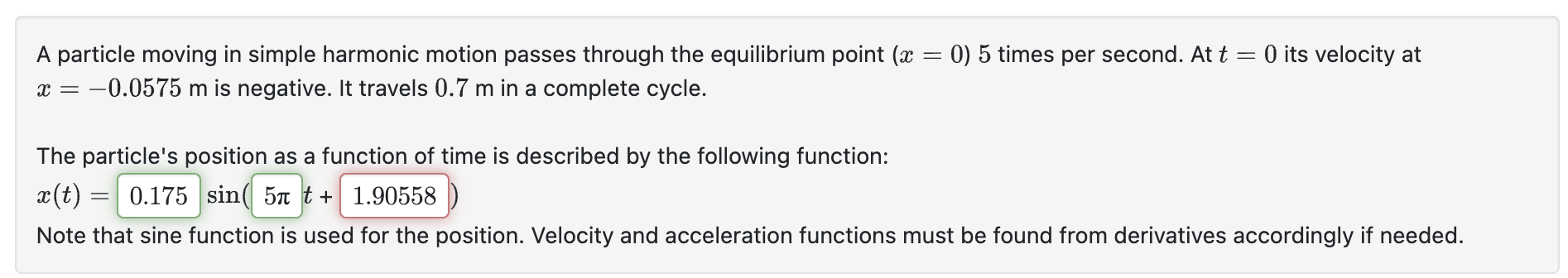 Solved A particle moving in simple harmonic motion passes | Chegg.com