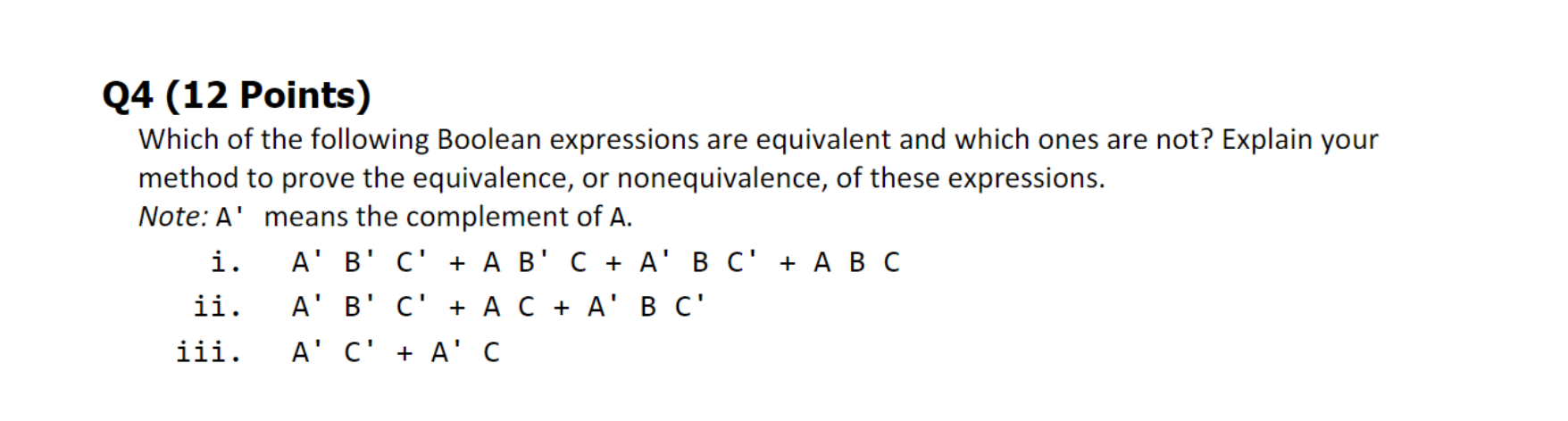 Solved Q4 (12 Points) Which of the following Boolean | Chegg.com