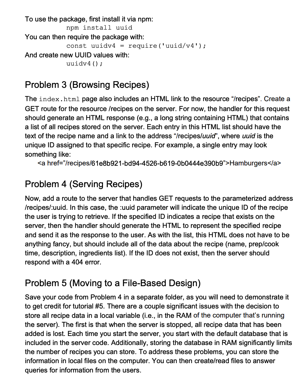 COMP 2406 A/B Fall 2019 - Tutorials #5 and #6 | Chegg.com