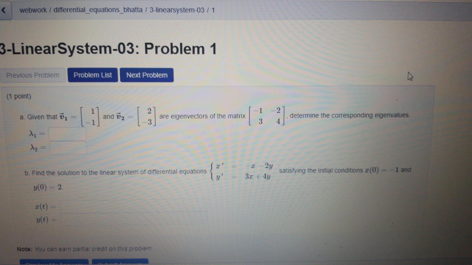 Solved webwork / differential equations_bhatta/ | Chegg.com