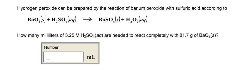 Solved Hydrogen peroxide can be prepared by the reaction of | Chegg.com