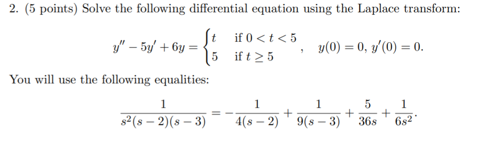 Solved 2. (5 points) Solve the following differential | Chegg.com