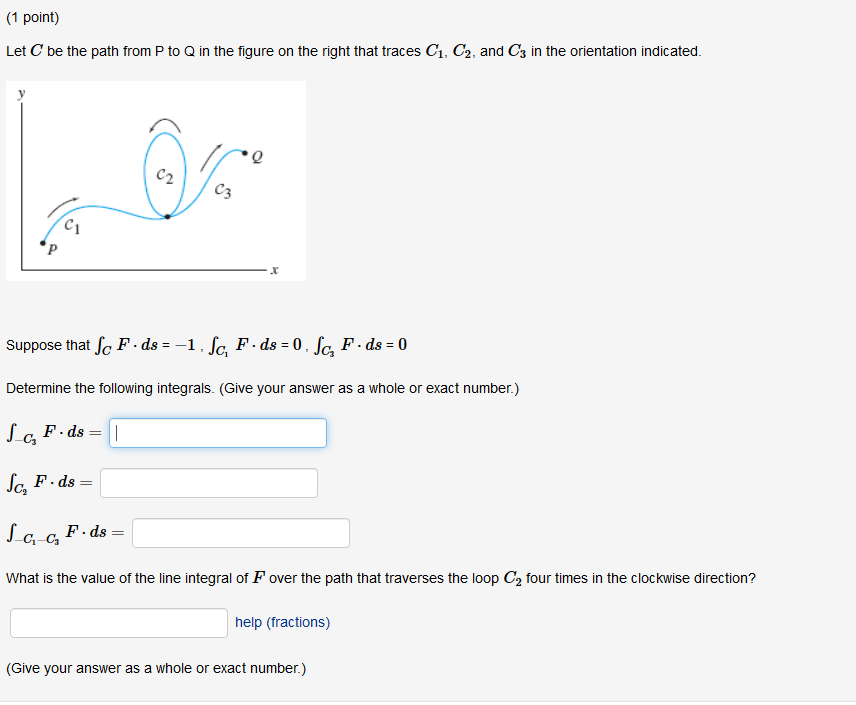 Solved (1 poini) Let C be the path from P to Q in the figure | Chegg.com
