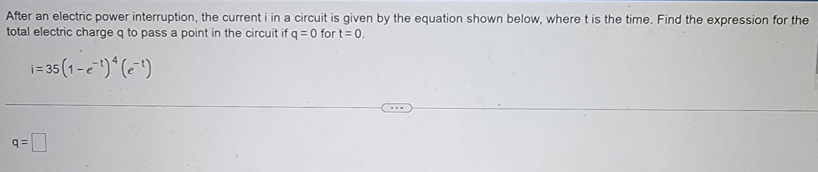 Solved After an electric power interruption, the current i | Chegg.com