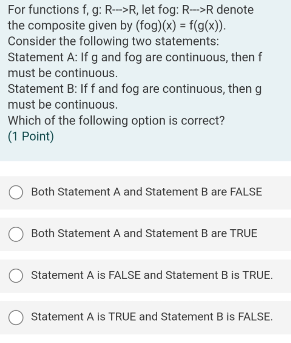Solved = For functions f, g: R--->R, let fog: R---> denote | Chegg.com