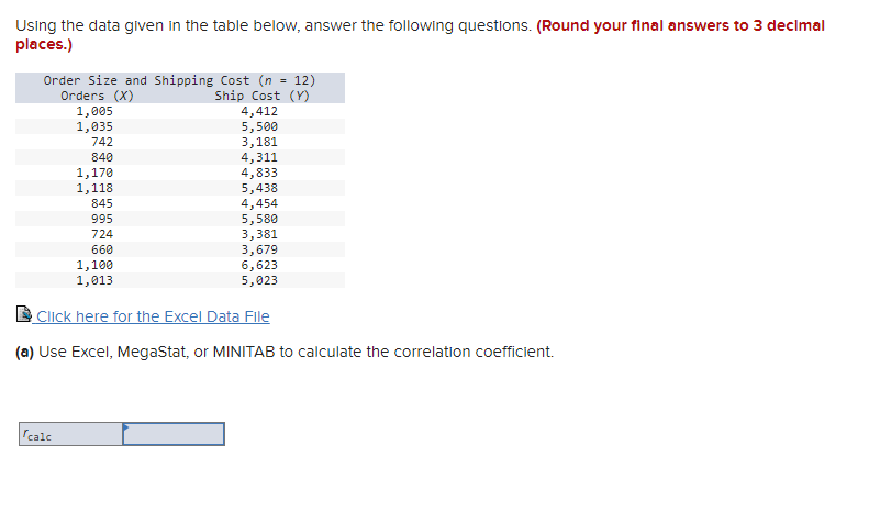 Solved Using the data given in the table below, answer the | Chegg.com