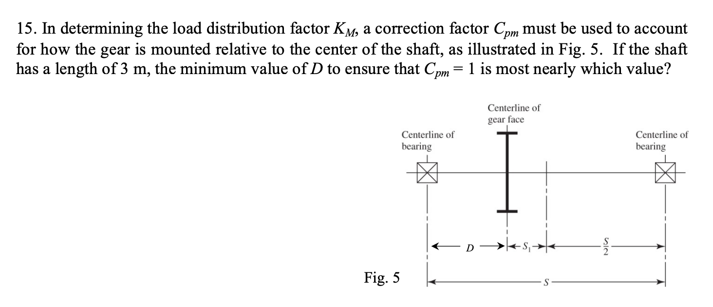 Solved 15. In determining the load distribution factor Km, a | Chegg.com