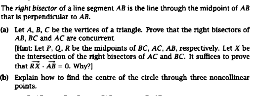 Solved The right bisector of a line segment AB is the line | Chegg.com
