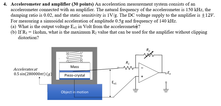 Solved 4. Accelerometer and amplifier (30 points) An | Chegg.com