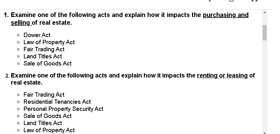 1. Examine one of the following acts and explain how | Chegg.com