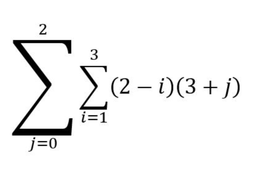 Solved 2 Σ(2 – i)(3 +3) i=1 j=0 | Chegg.com