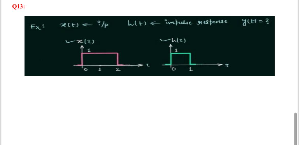 Solved Q13:Ex: ,x(t)larrip,h(t)larr ﻿impulic response | Chegg.com
