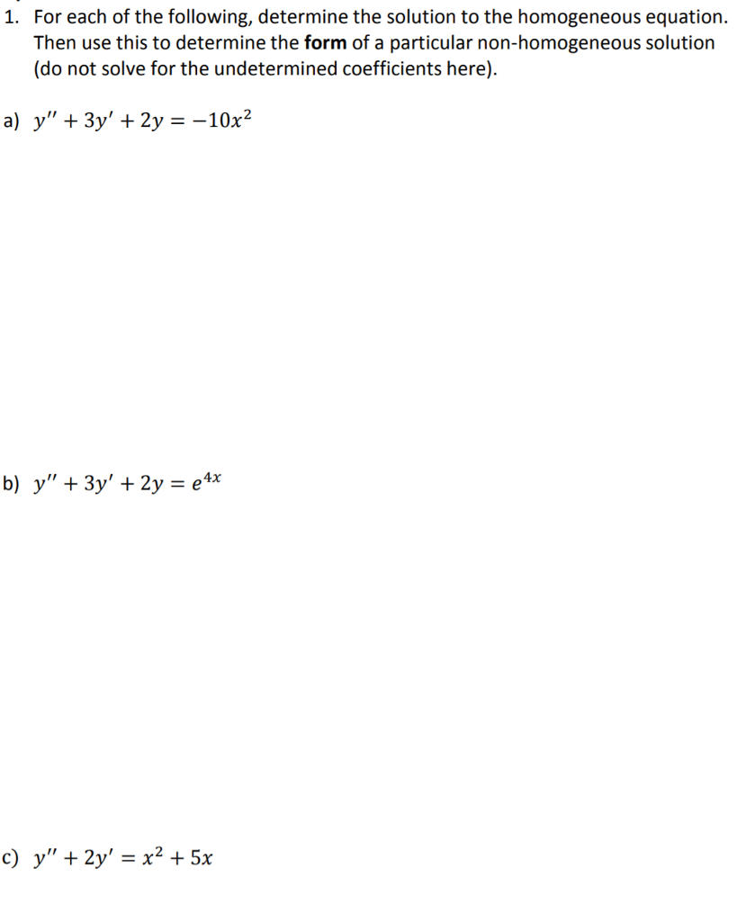Solved For each of the following, determine the solution to | Chegg.com