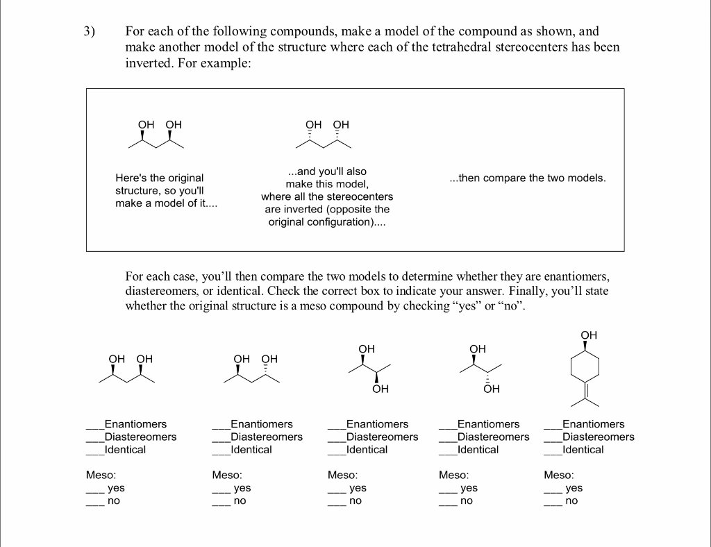Solved For each of the following compounds, make a model of | Chegg.com