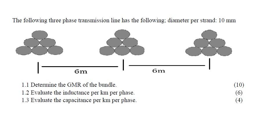 Solved The following three phase transmission line has the | Chegg.com