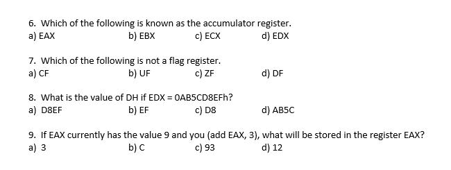 Solved 6. Which of the following is known as the accumulator | Chegg.com