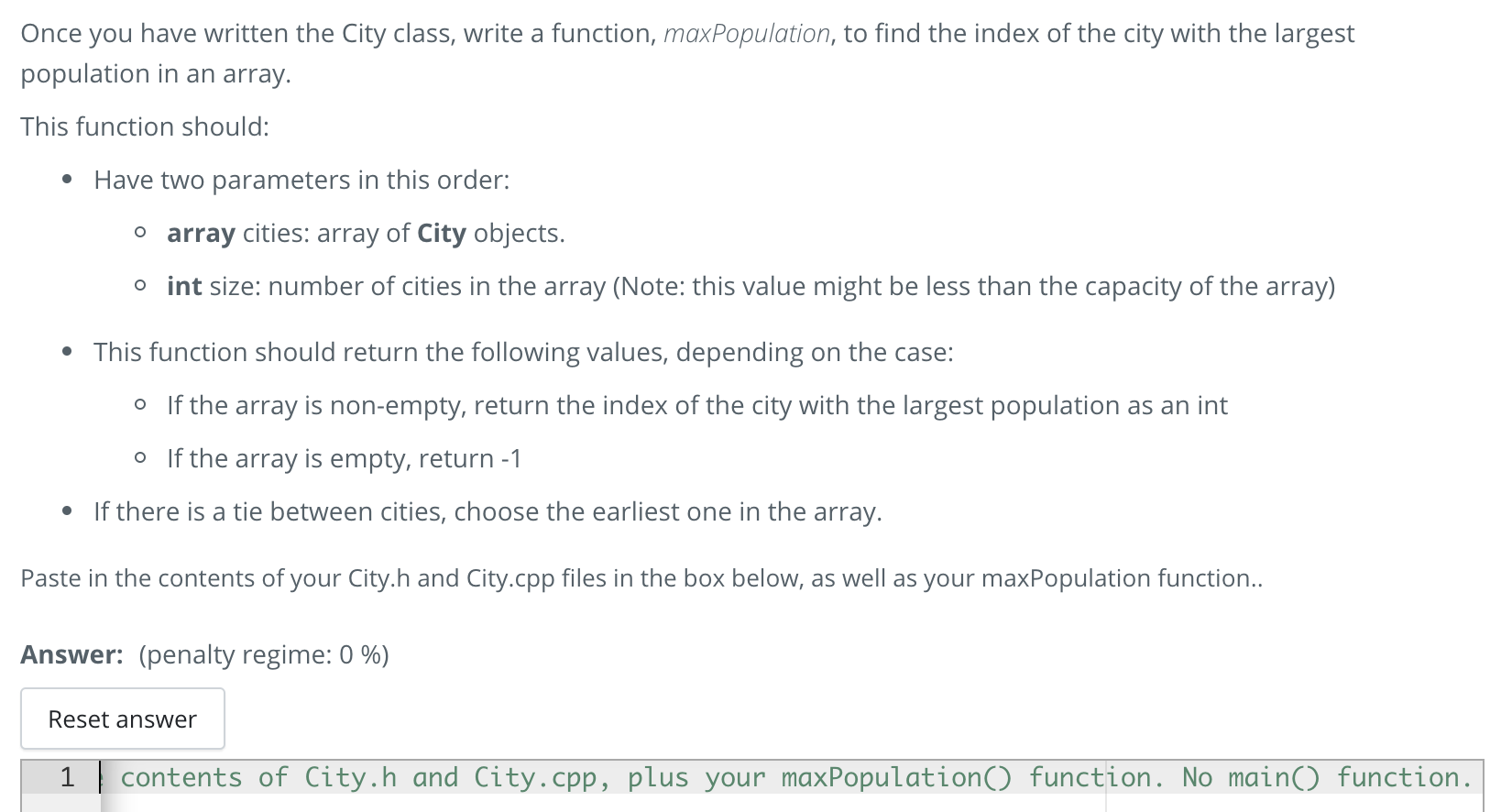 Solved Create A Class City With Separate Interface File