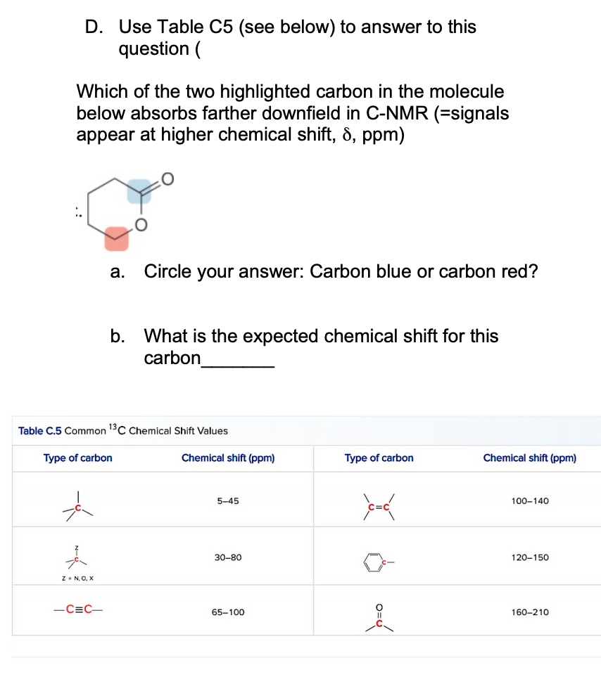 Solved D. Use Table C5 (see below) to answer to this | Chegg.com