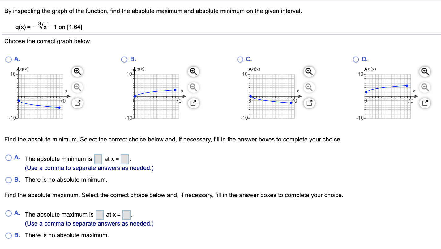 Solved By inspecting the graph of the function, find the | Chegg.com