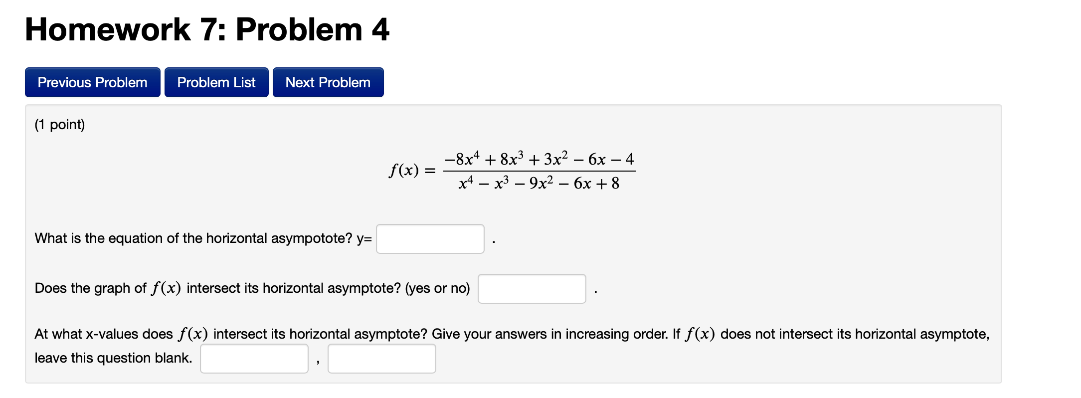 Solved Homework 7 Problem 4 Previous Problem Problem List