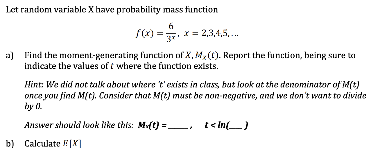 Solved Let random variable X have probability mass function | Chegg.com