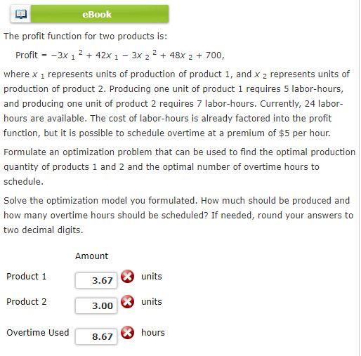 Solved eBook The profit function for two products is: Profit | Chegg.com