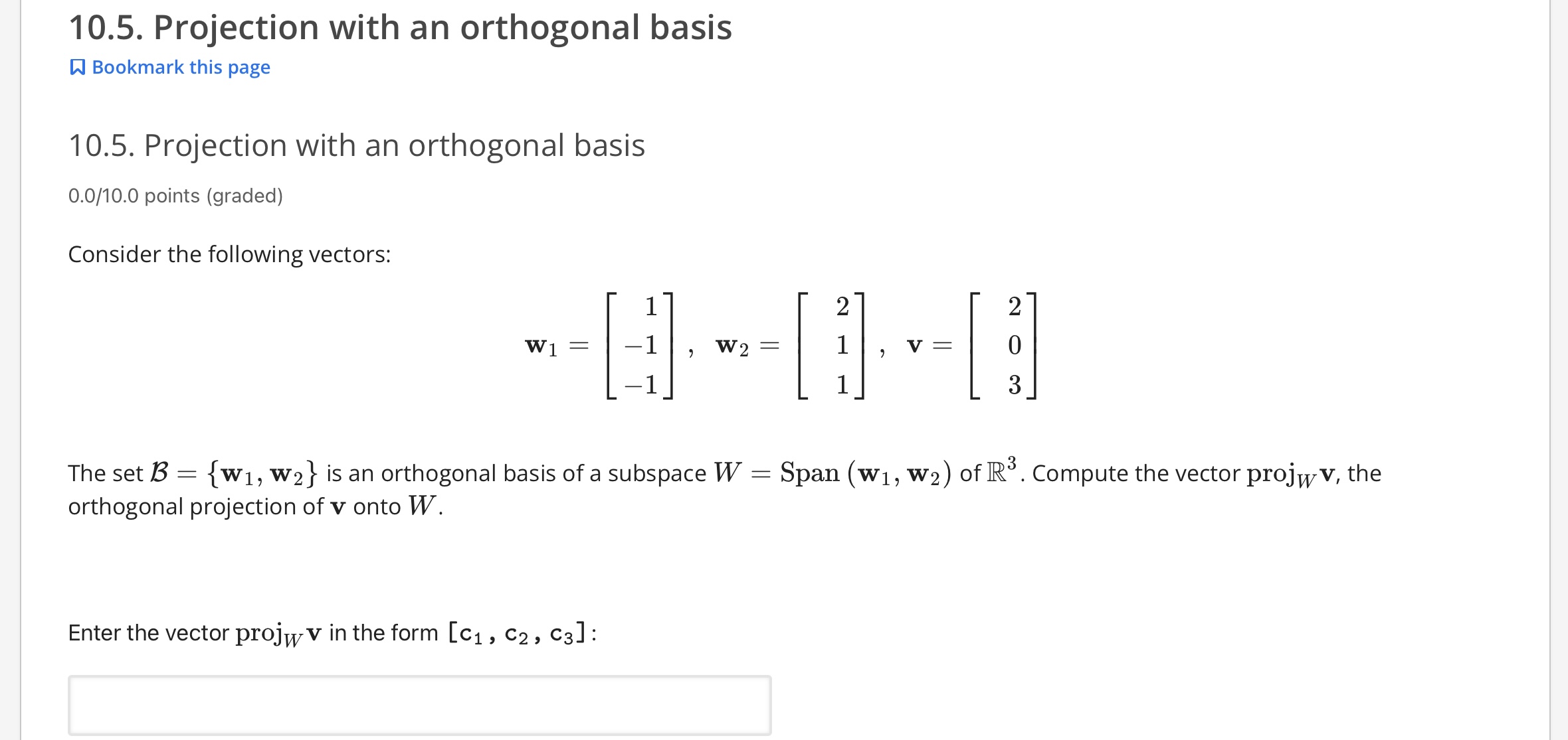 Solved 10.5. Projection with an orthogonal basis ద Bookmark | Chegg.com