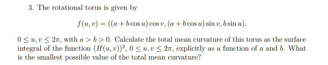 Solved 3. The rotational torus is given by | Chegg.com