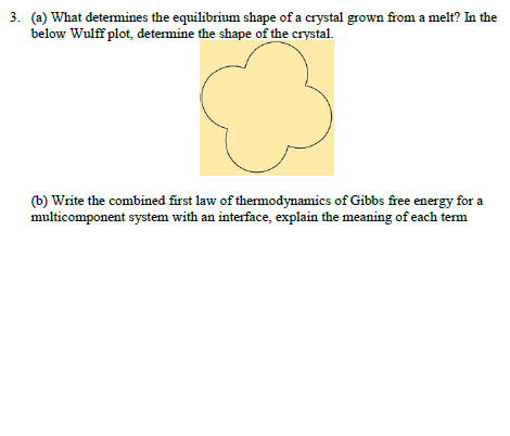 Solved 3. (a) What determines the equilibrium shape of a | Chegg.com