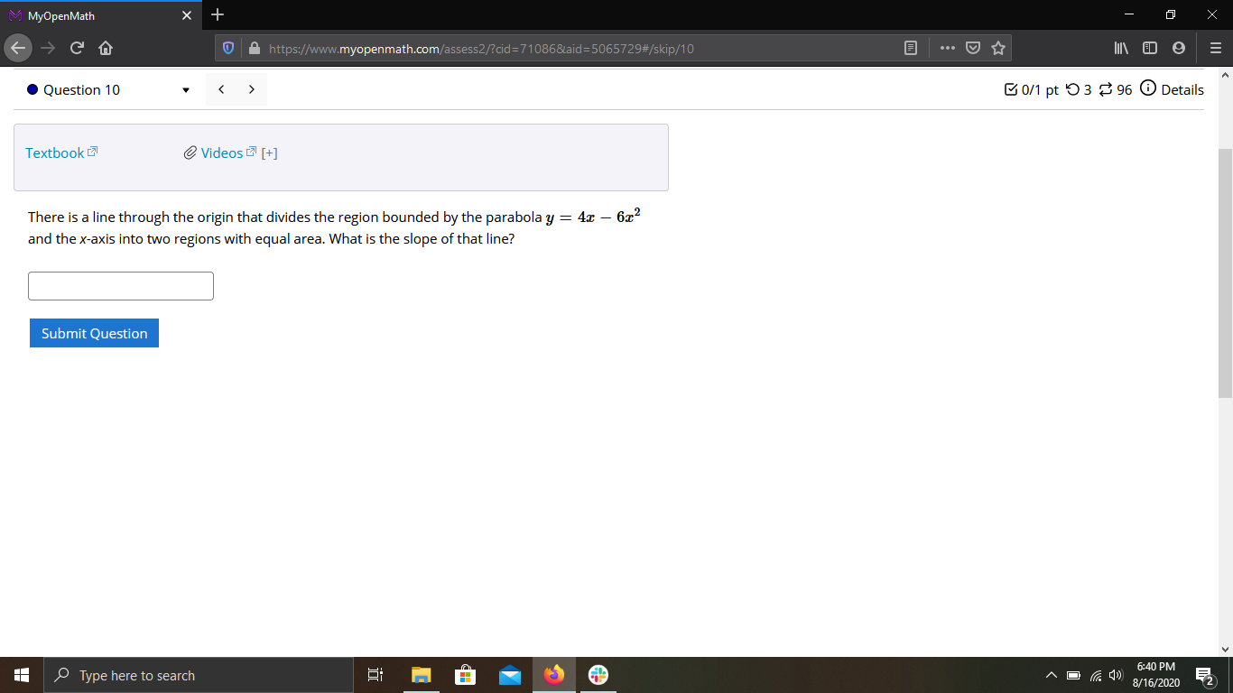 Solved MyOpenMath A | Chegg.com