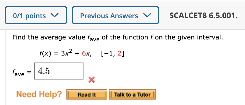 Solved 0/1 points v Previous Answers | SCALCET8 6.5.001. | Chegg.com