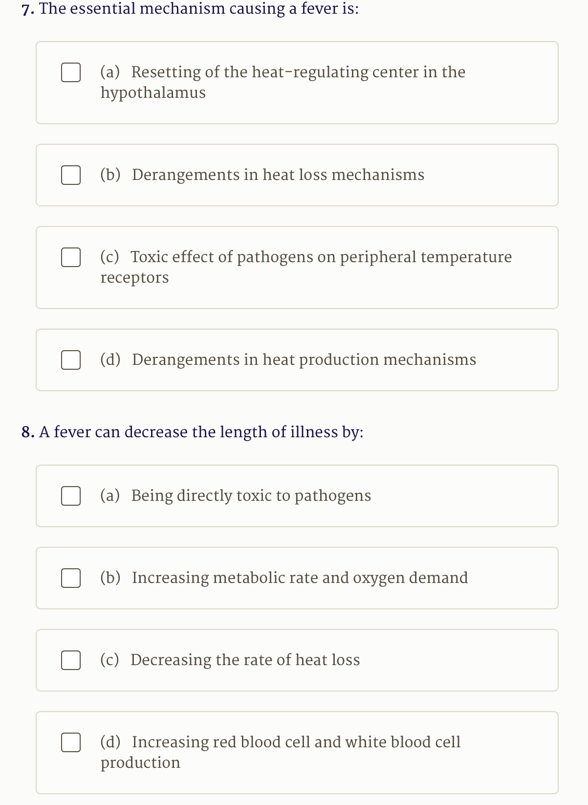 Solved (a) A decrease in heat loss (b) Damage to the | Chegg.com