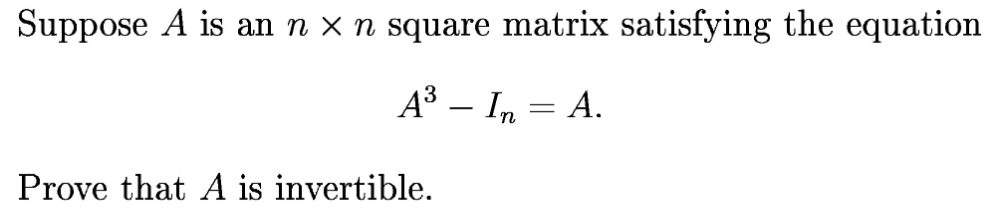 Solved Suppose A is an n x n square matrix satisfying the | Chegg.com