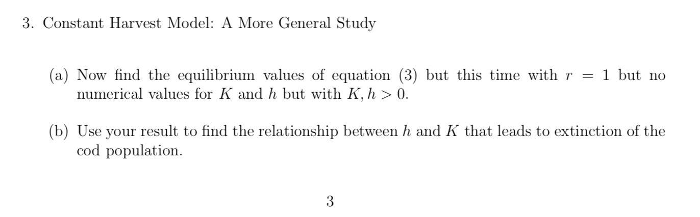 2. Constant Harvest Model: A Specific Case In the | Chegg.com