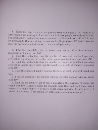 Solved 4. There are two counters in a grocery store sny 1 | Chegg.com