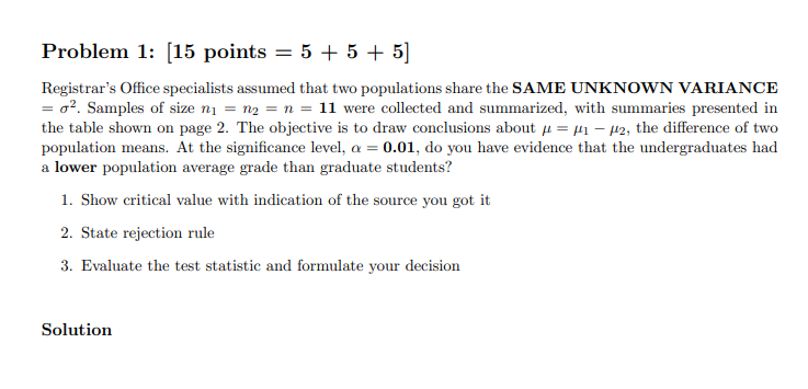Solved Problem 1: [15 points =5+5+5] Registrar's Office | Chegg.com