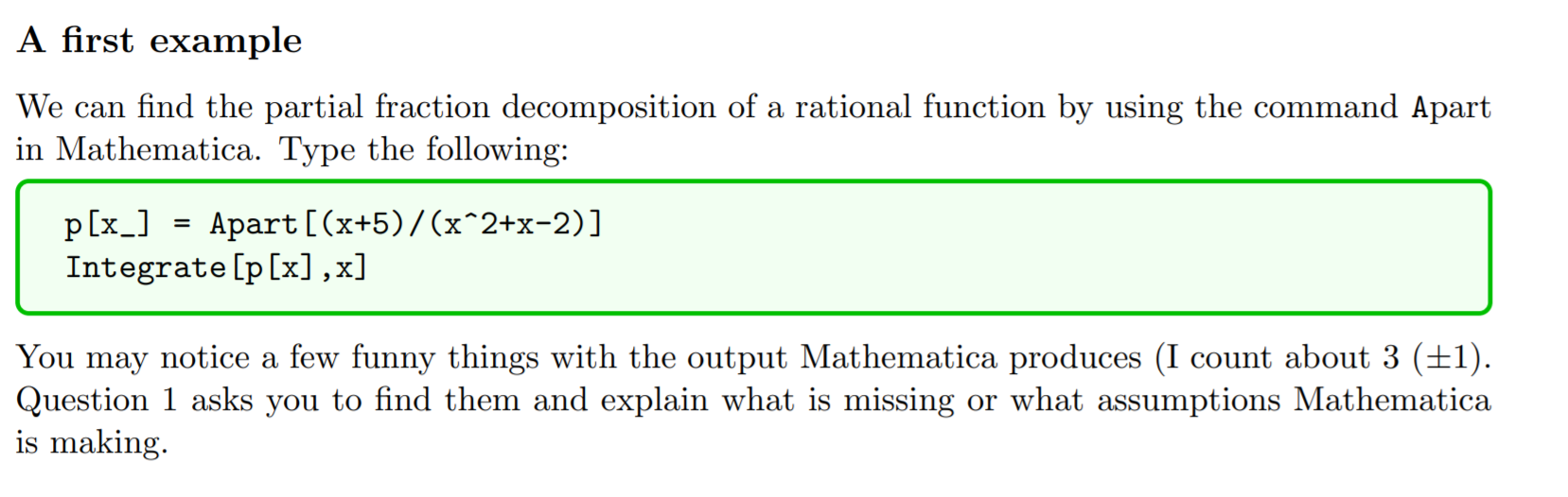 Solved A first example We can find the partial fraction | Chegg.com